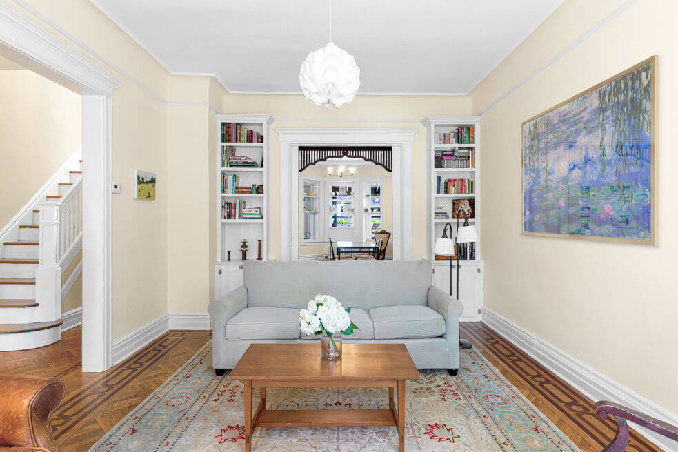 Brick Row House in Bay Ridge With Built-Ins, Coffered Ceiling ...