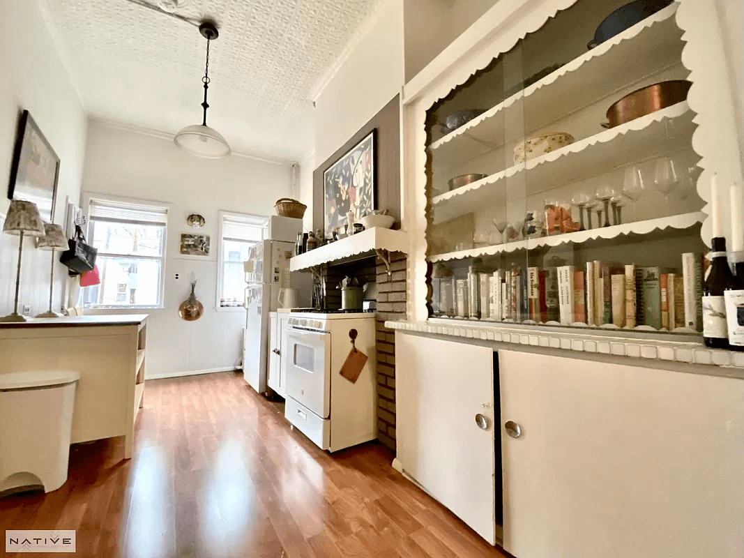 Greenpoint Railroad With Stone Mantel, Built-ins, Black and White Tile ...