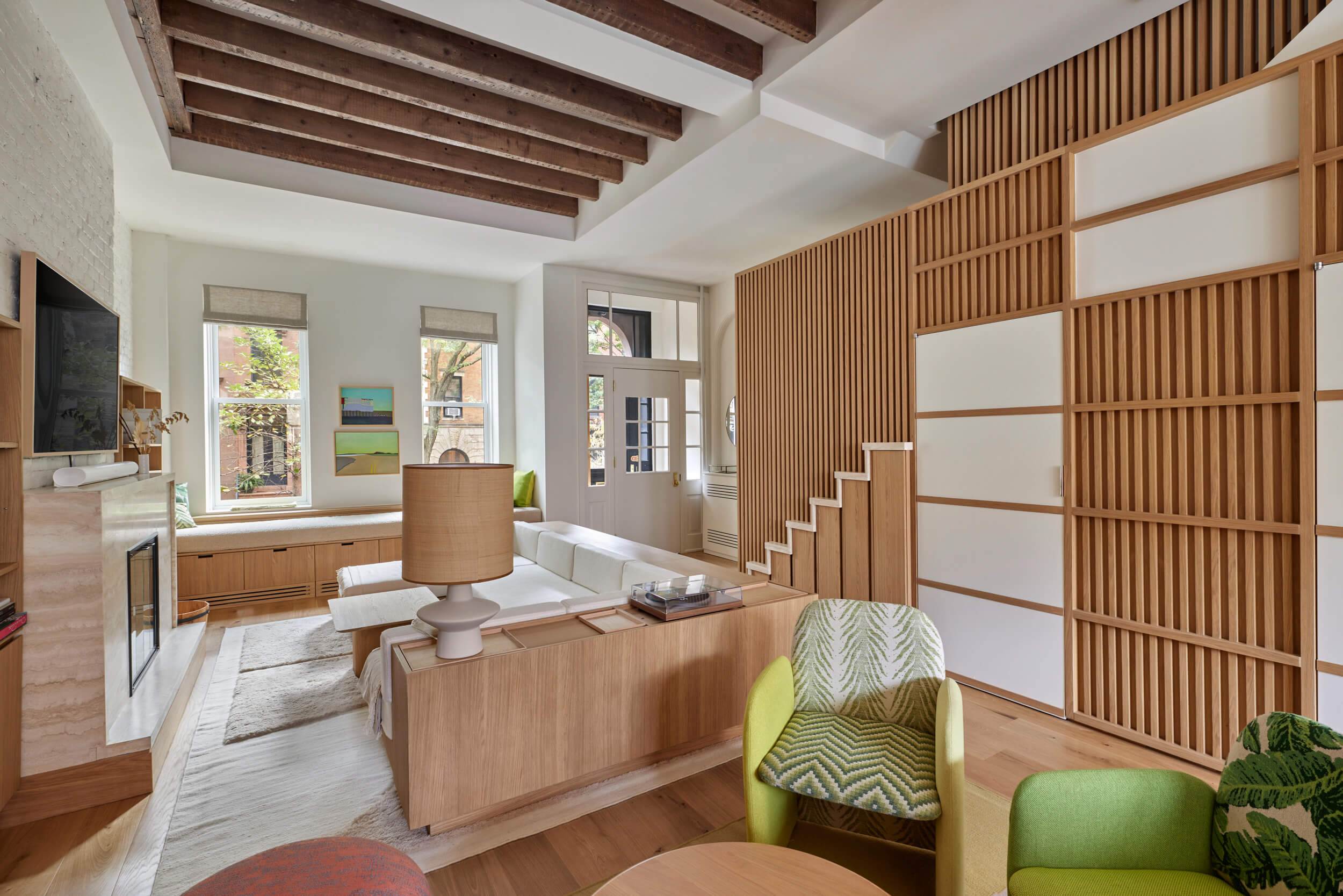 Cobble Hill Brownstone Leans Into Japanese Aesthetic With Custom Woodwork